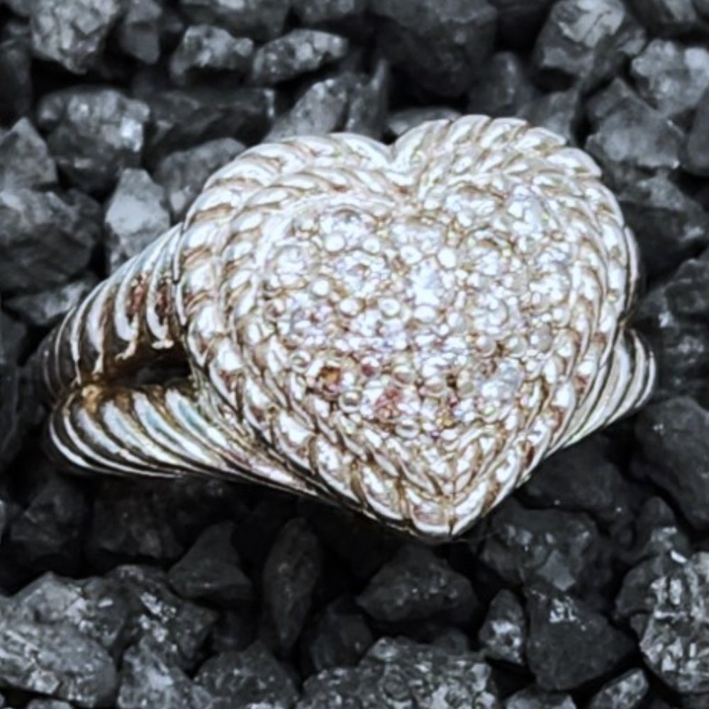 Judith Ripka Heart Shaped Ring With Diamonique Stones… - Gem